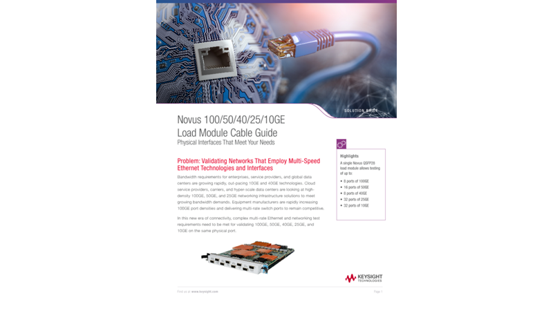 Novus QSFP28 100-50-40-25-10GE | Keysight